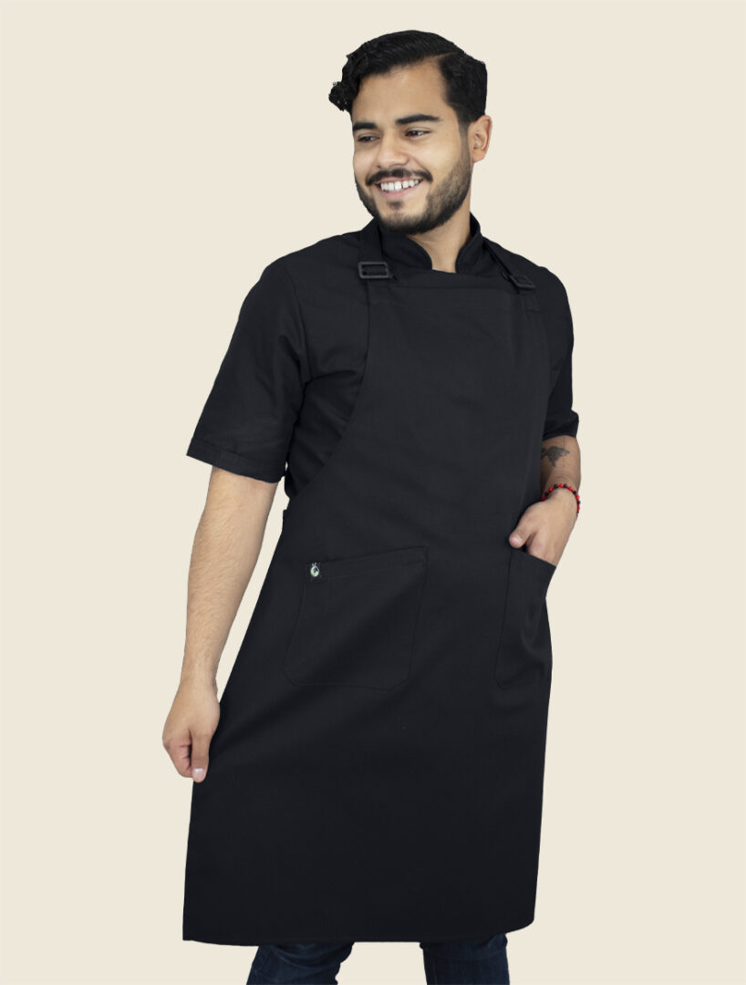 Mandil Peto Básico Negro Caballero - MondaChef