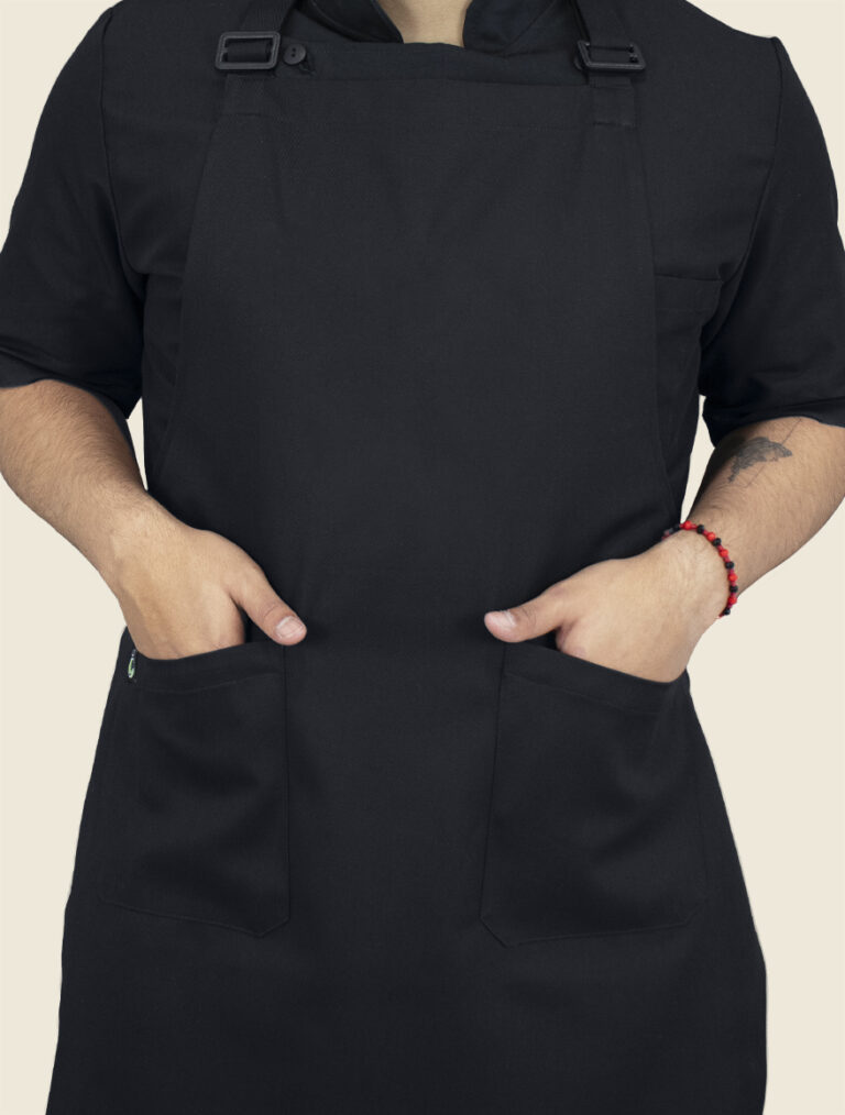 Mandil Peto Básico Negro Caballero - MondaChef