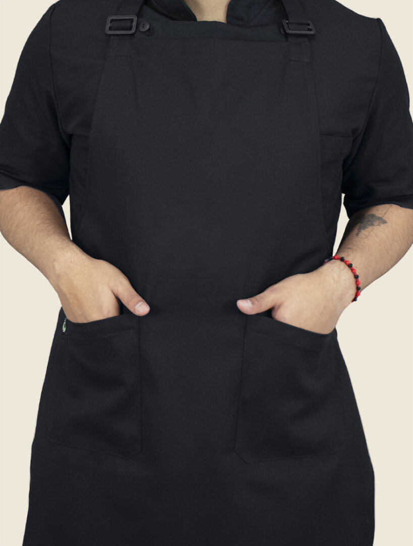 Mandil Peto Básico Negro Caballero - MondaChef