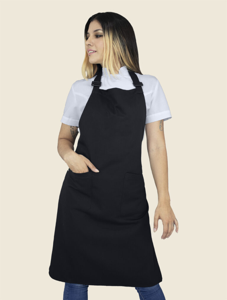 Mandil Peto Básico Negro Dama - MondaChef