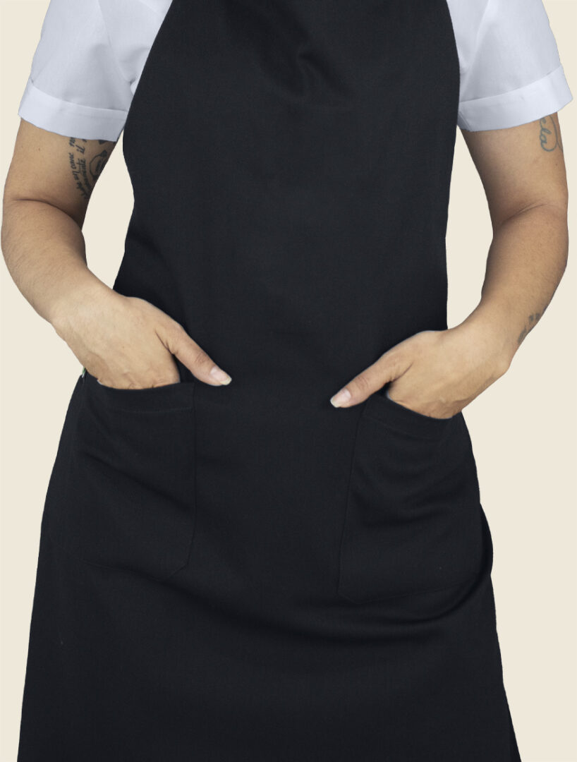 Mandil Peto Básico Negro Dama - MondaChef