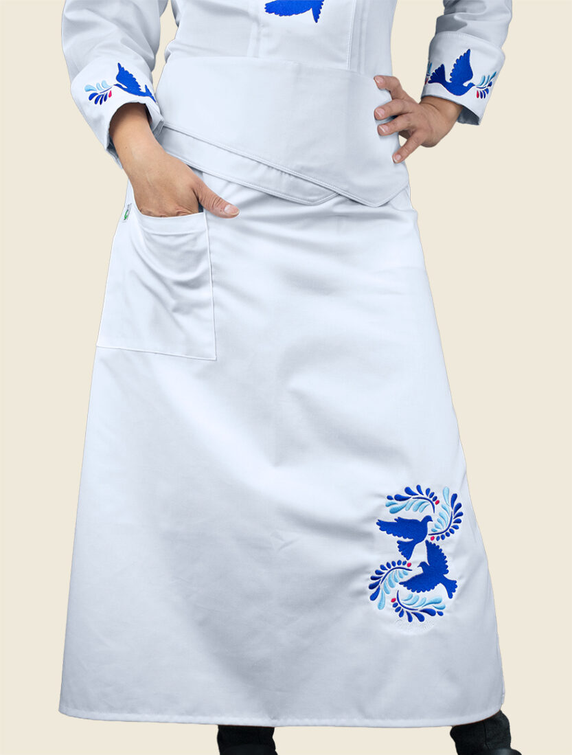 Mandil Largo Talavera 2 Blanco Dama - MondaChef